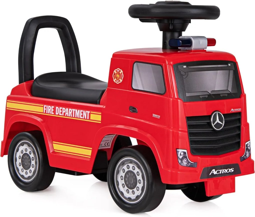 Costway Mercedes Benz pojízdné auto tlačné auto s úložným prostorem hasičská