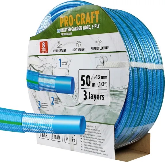 Výrobce: Procraft Procraft Modrá zahradní hadice Procraft PR-3KGH1350 3 vrstvy, 1/2" 50m | PR-3KGH1350