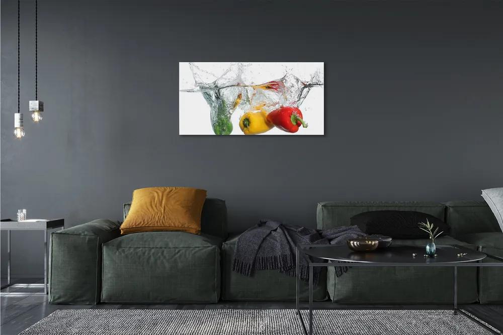 Obrazy na plátně Barevné papriky ve vodě 100x50 cm