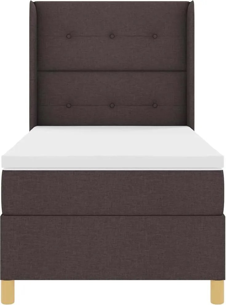 Postel s boxspringem s čelo Tmavě hnědá 80 x 200 cm textil 3341801