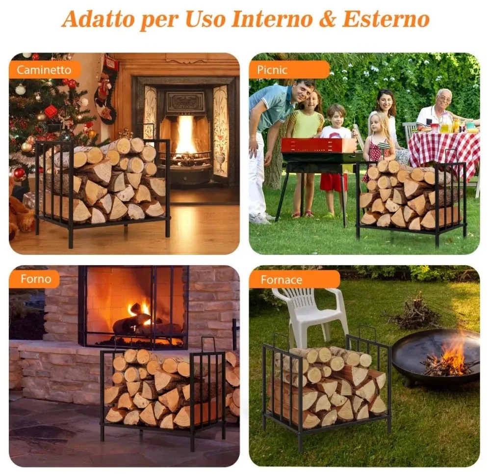 Costway Stojan na dřevo ke krbu kovový 46 x 31 x 46 cm HV10306