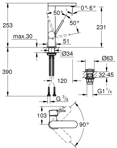 GROHE 23873003 - Umyvadlová baterie PLUS velikost L lesklý chrom