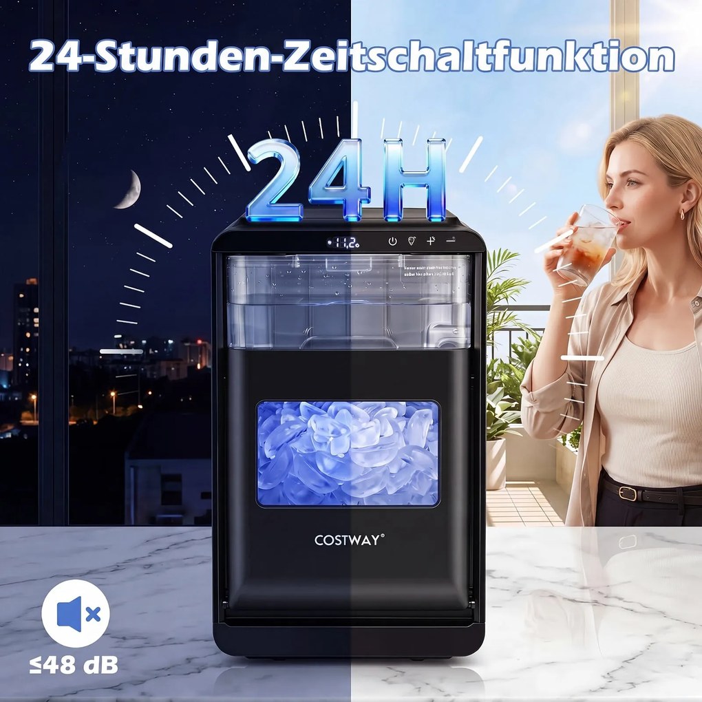 Costway Stroj na ledové kostky pro čisté půlměsícové ledové kostky 12 kg/den 16
