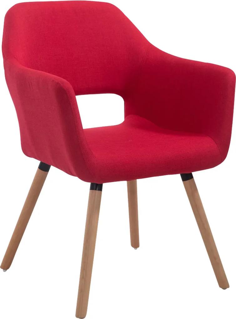 Jídelní židle Auckland látka, dřevěné nohy natura Barva  Červená