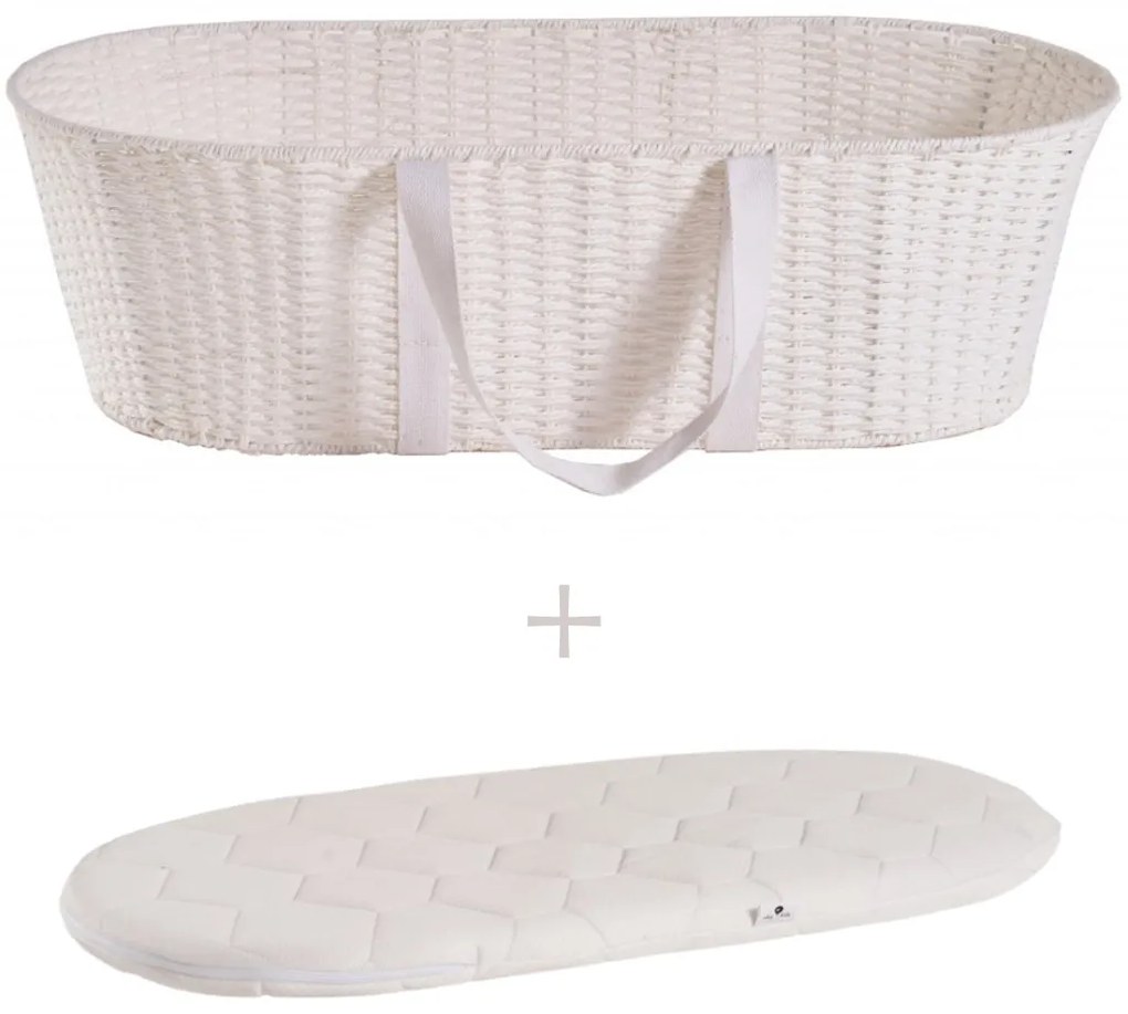 Ahojbaby Mojžíšův košík pro miminko Paper Dream white + matrace Basic
