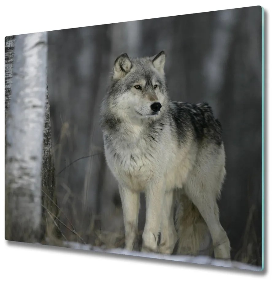 Skleněná krájecí deska Šedý vlk 60x52 cm