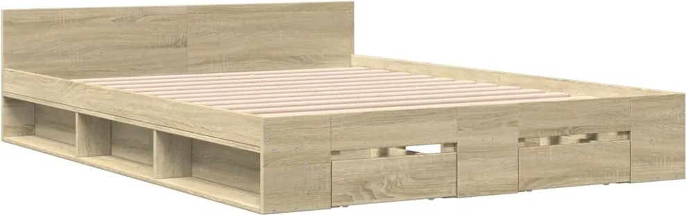 Rám postele se zásuvkami dub sonoma 160x200 cm kompozitní dřevo 3280736