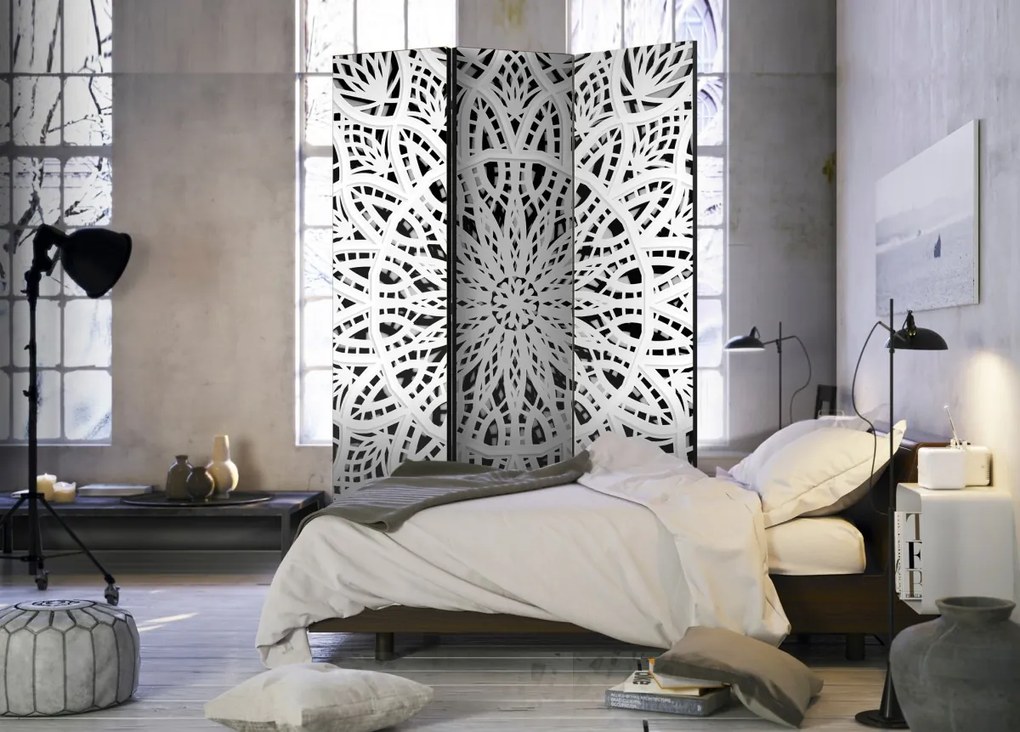 Paraván bílá mandala I (135x172 cm) - Murando DeLuxe