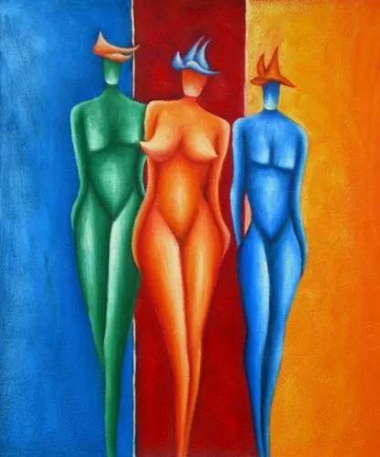 Tři barevné ženy - 120 x 90 cm