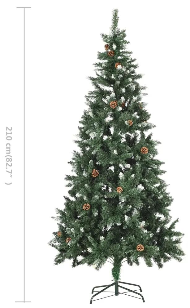 Umělý vánoční stromek se šiškami a bílými třpytkami 210 cm - Default Title