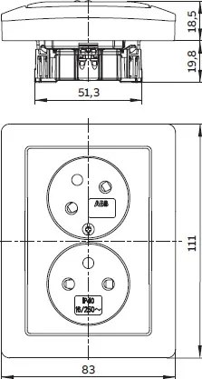 ABB Zoni dvojzásuvka matná bílá 5513T-C02157 240 s clonkami