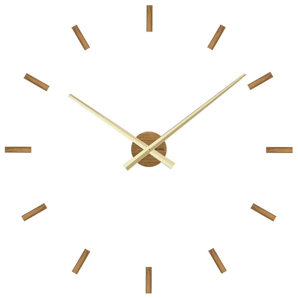 VLAHA Dubové nalepovací hodiny VLAHA MINIMAL vyrobené v Čechách se zlatými ručkami VCT1040