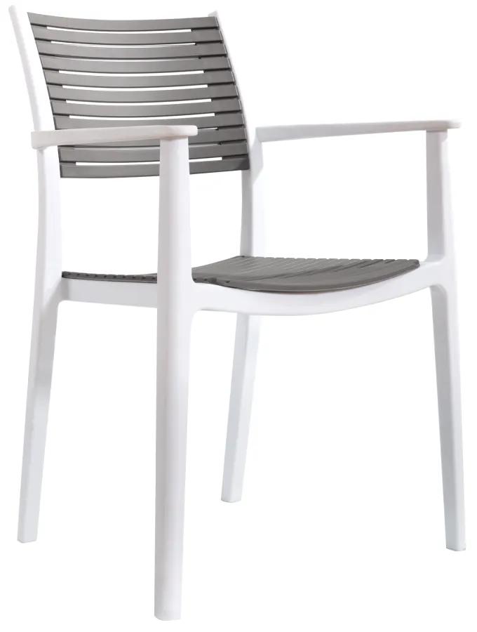 TEMPO Stohovatelná židle, bílá/šedá, HERTA