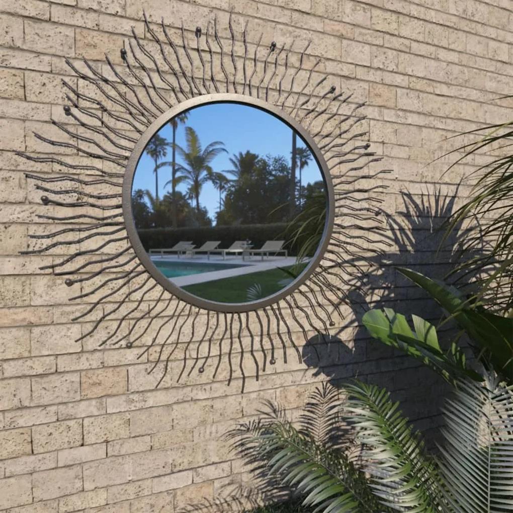 vidaXL Zahradní nástěnné zrcadlo zářící slunce 80 cm [275612] Barva: Černá
