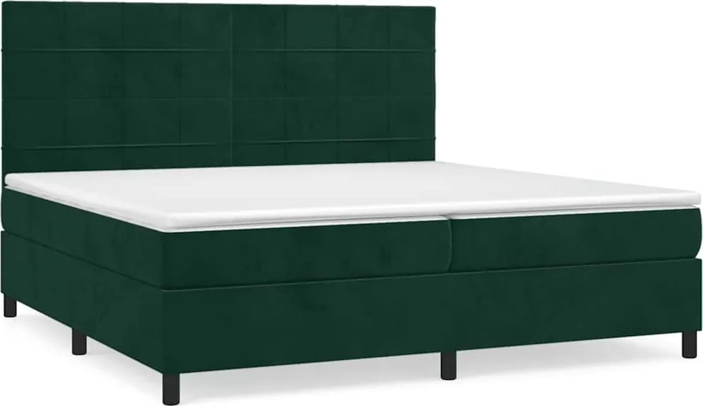 Box spring postel s matrací tmavě zelená 200x200 cm samet 3143046