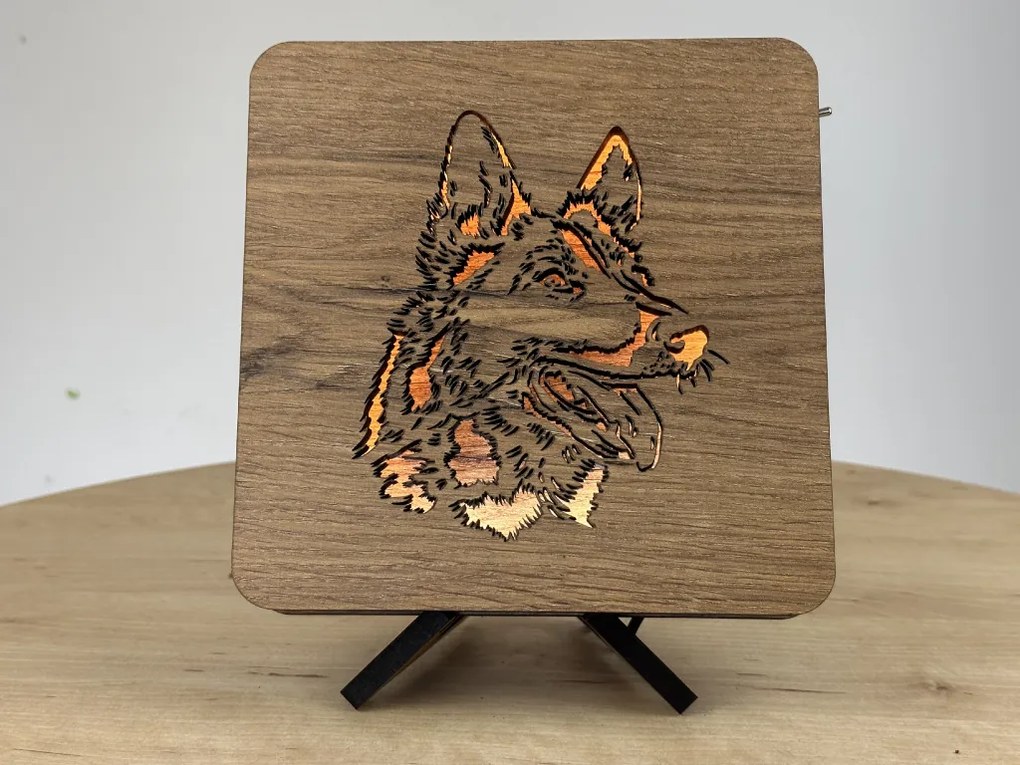 Li-Go "Německý ovčák" lampa 19x19cm provedení povrchu: dub
