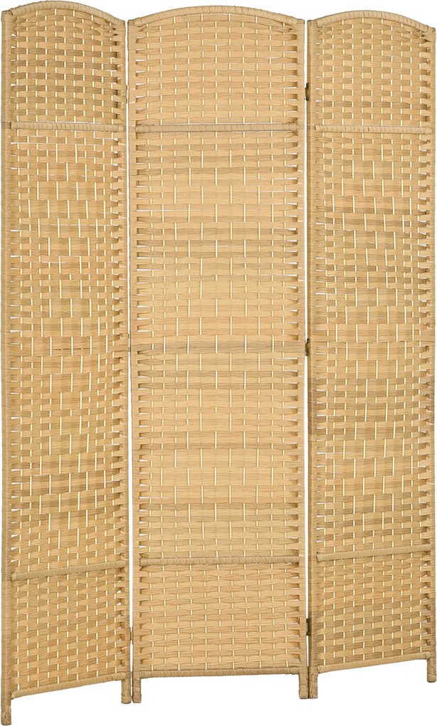 HOMCOM 3-panelový skládací paraván 135x180 cm rozdělovač místností z polypropylenu pro kanceláře a ložnice přírodní