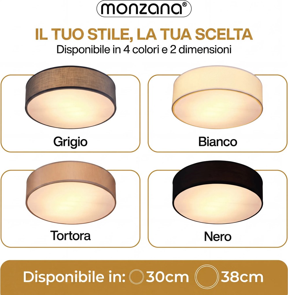 Stropní svítidlo šedý textil Ø38cm