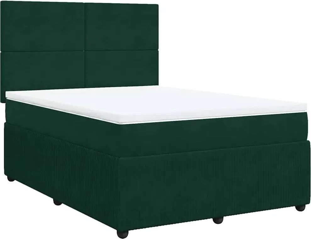 Box spring postel s matrací tmavě zelená 140x190 cm samet 3294631