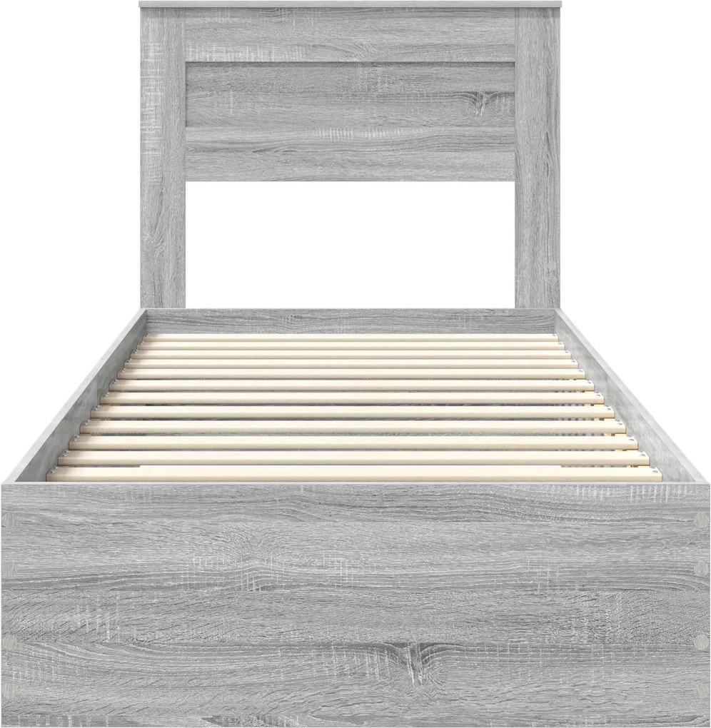 Rám postele Šedý Sonoma a stříbrná 75 x 190 cm Kompozitní dřevo 3410047