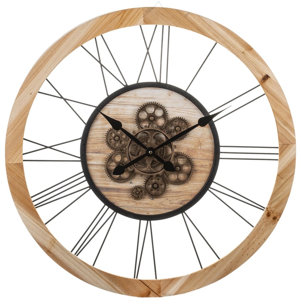 Dřevěné hodiny s ozubenými kolečky 138616