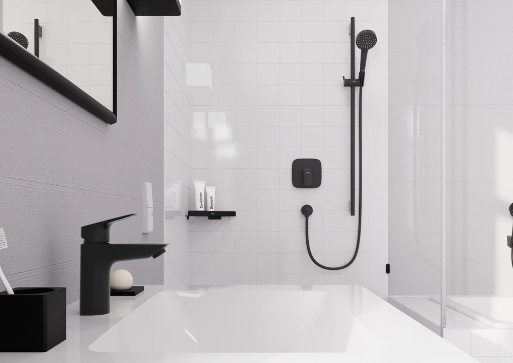 Hansgrohe Logis, páková umyvadlová baterie 100 bez odtokové soupravy, černá matná, HAN-71101670