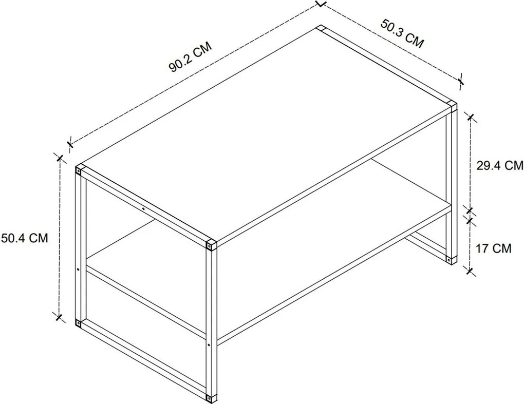 VerDesign DUREN 50*90 konferenční stolek, borovice/černá