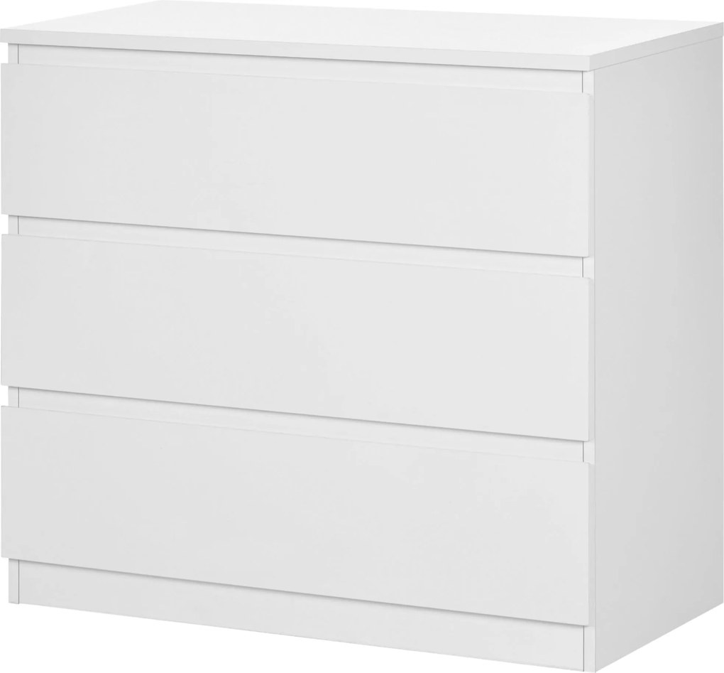 HOMCOM Komoda se 3 zásuvkami - Moderní design s měkkým zavíráním pro ložnici a obývací pokoj - 60 x 38 x 100 cm, bílá