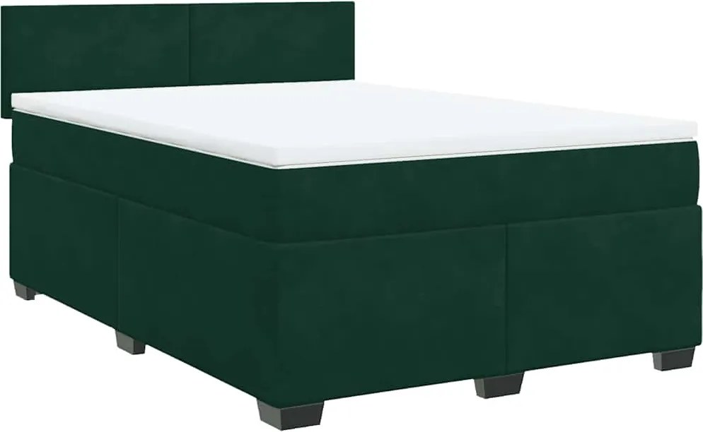 Box spring postel s matrací tmavě zelená 140x190 cm samet 3288603