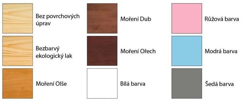 Dětská postel s výsuvnou přistýlkou z MASIVU 200x90cm bez šuplíku - DPV007 - moření dub