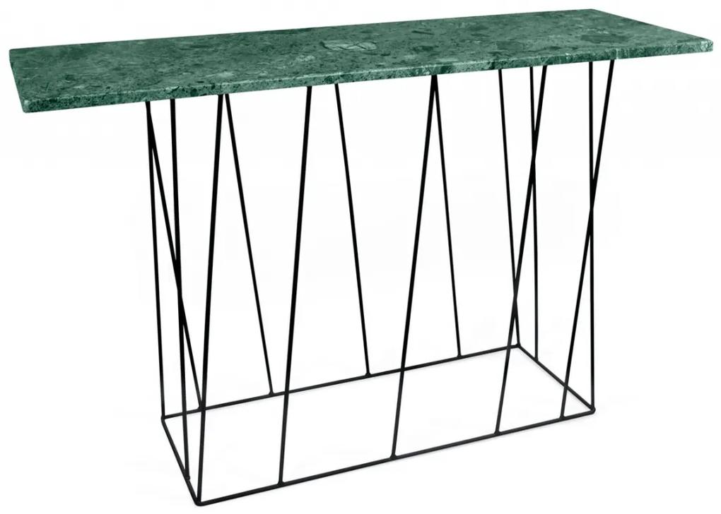 Toaletní stolek Rofus 120 cm, černá podnož, zelený mramor