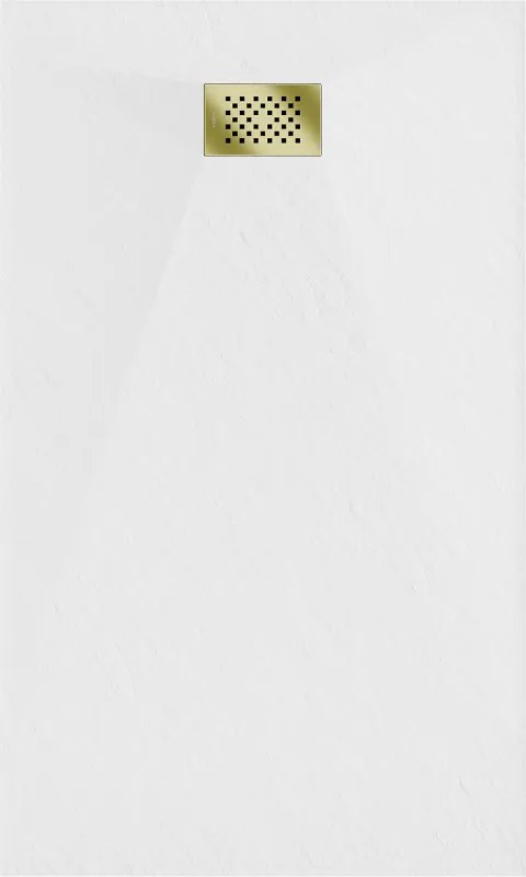 Mexen Hugo, obdélníková sprchová vanička SMC 140 x 80 cm, bílá, zlatá krytka, 42108014-G
