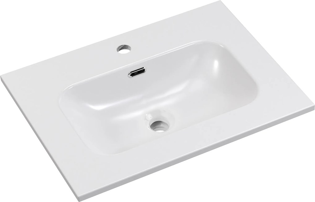 Comad Nábytkové keramické umyvadlo FLY WHITE GLOSS UM 60-46 DP, 61x46 cm, bílá lesklá