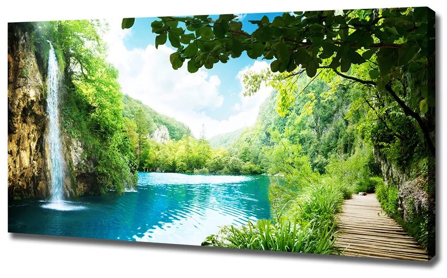 Wallmuralia Foto obraz na plátně Vodopád v lese 120x60 cm