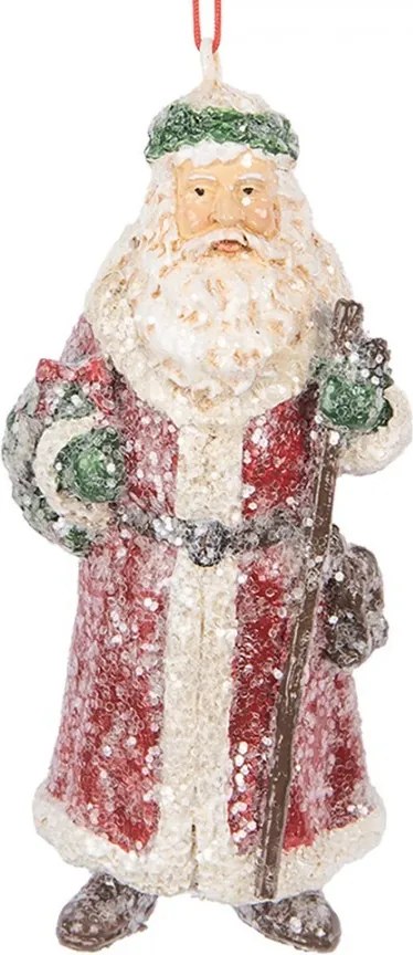 Červená vánoční závěsná dekorace Santa Claus - 5*4*12 cm