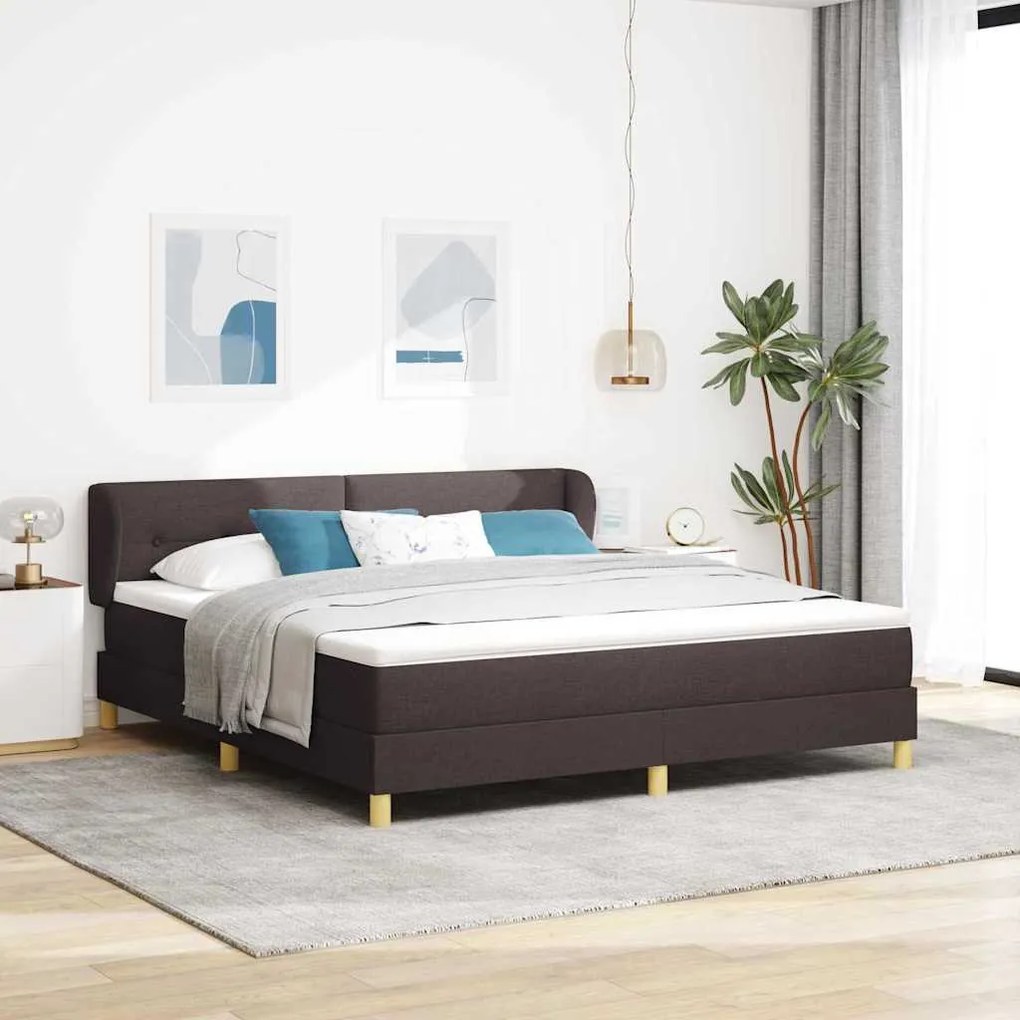 Postel s boxspringem s čelo Tmavě hnědá 180 x 200 cm textil 3340230