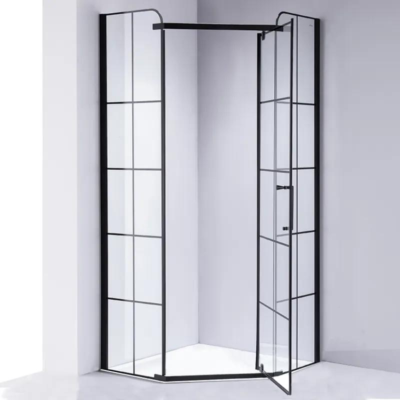 BPS-koupelny Pětiúhelníkový sprchový kout HYD-PK06 80x80 černá/transparent