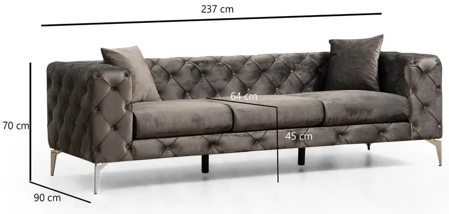 Tmavě šedá sametová pohovka 237 cm Como – Balcab Home