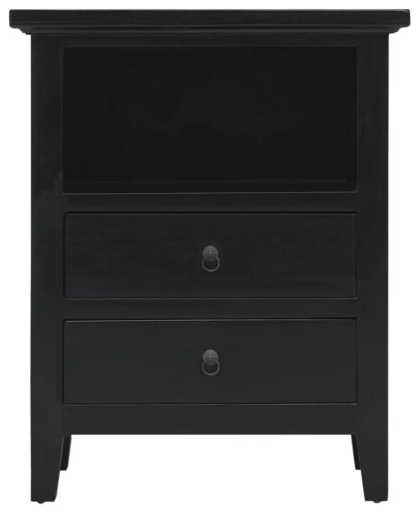 Noční stolek černý 60 x 30 x 75 cm masivní mahagonové dřevo,  337887