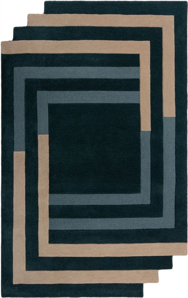 Ručne všívaný kusový koberec Abstract Labyrinth Shaped Green/Blue, 120x180, modrá, chodba / predsieň, Flair Rugs