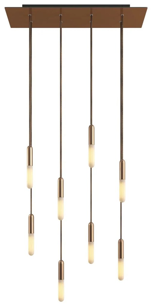 creative cables Závěsná lampa s 8 světly, s obdélníkovým XXL baldachýnem Rose-one, textilním kabelem a kovovými komponenty Barva: Matný bílý dibond