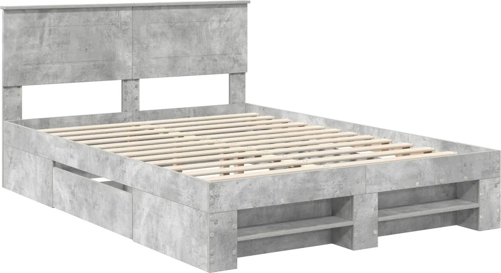Rám postele s čelo Betonově šedá 140 x 200 cm Kompozitní dřevo 3408756