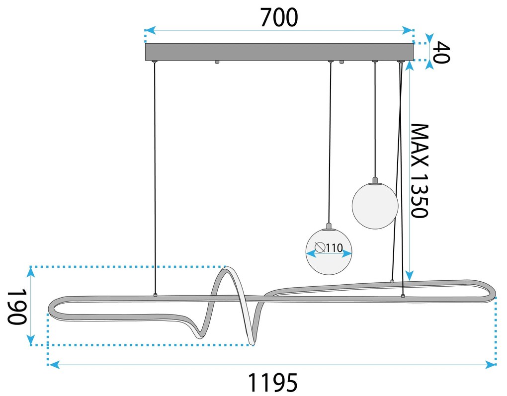 Toolight Toolight, LED stropní osvětlení 120cm, LHJ039-CP, zlatá matná, OSW-60024