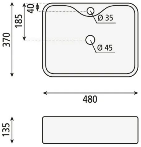 Sapho - Umyvadlo na desku BALENA 48x37 cm matná černá