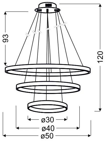 Zlaté závěsné LED svítidlo Lune kulaté 50cm 60W - Candellux
