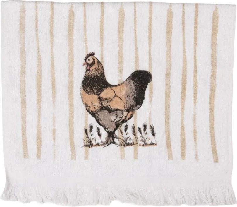 Bílý froté ručník se slepičkou Happy Easter - 40*66 cm