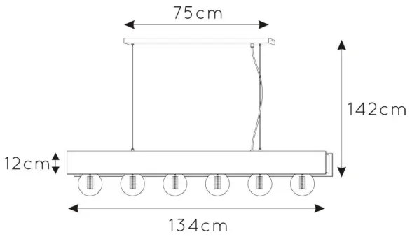 Lucide 30474/06/30 - Lustr na lanku SURTUS 6xE27/60W/230V
