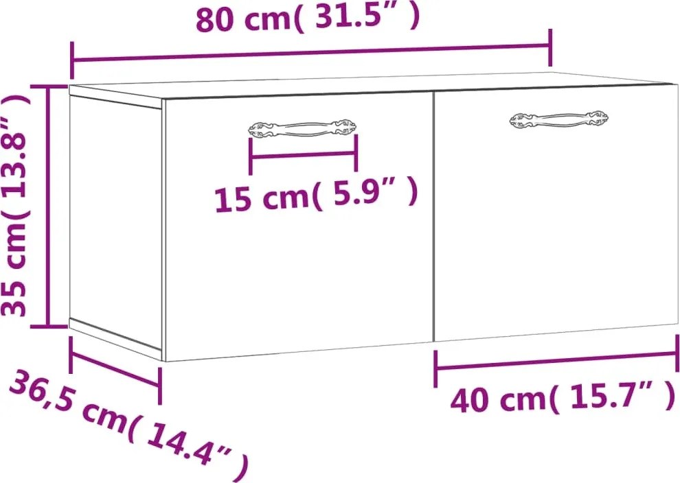 vidaXL Nástěnná skříňka 80 x 36,5 x 35 cm kompozitní dřevo [830075] Barva: bílá s vysokým leskem