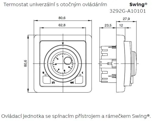 ABB Swing (L) termostat otočný 3292G-A10101 B1 jasně bílá