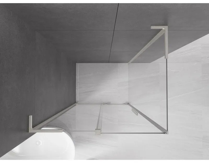 Mexen Velar L, sprchový kout s posuvnými dveřmi 100 x 120 cm, 8mm čiré sklo, broušená ocel, 871-100-120-03-97
